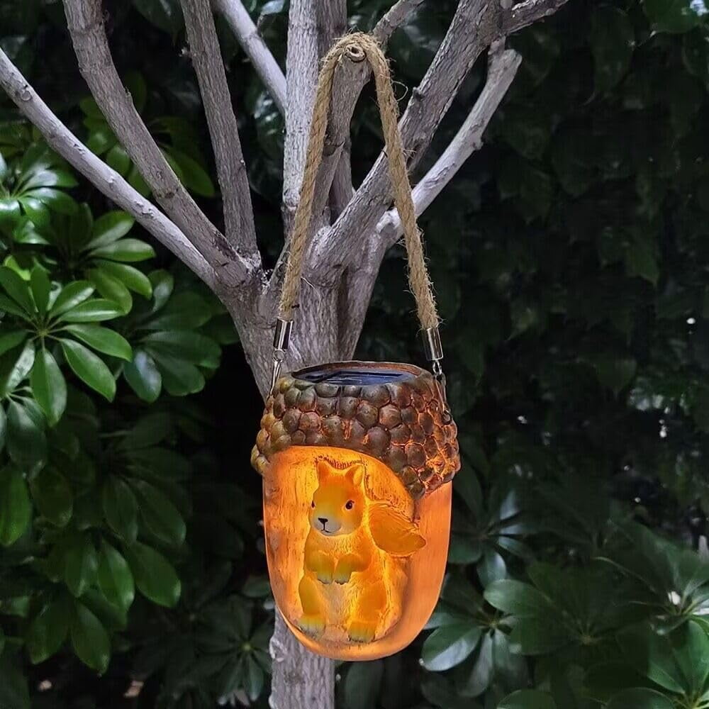 Tovotum Solar Garden Statue Pine Cone Squirrel Figurine Lights, Solar ...