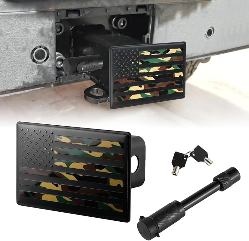 Tow Hitch Cover, Heavy American Flag Metal Trailer Hitch Cover for 2 ...