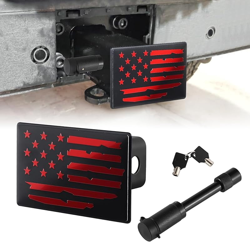 Tow Hitch Cover, Heavy American Flag Metal Trailer Hitch Cover for 2 ...