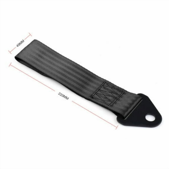 Black Tow Strap Racing Bumper Towing Rope Front Rear Tow Hook without ...