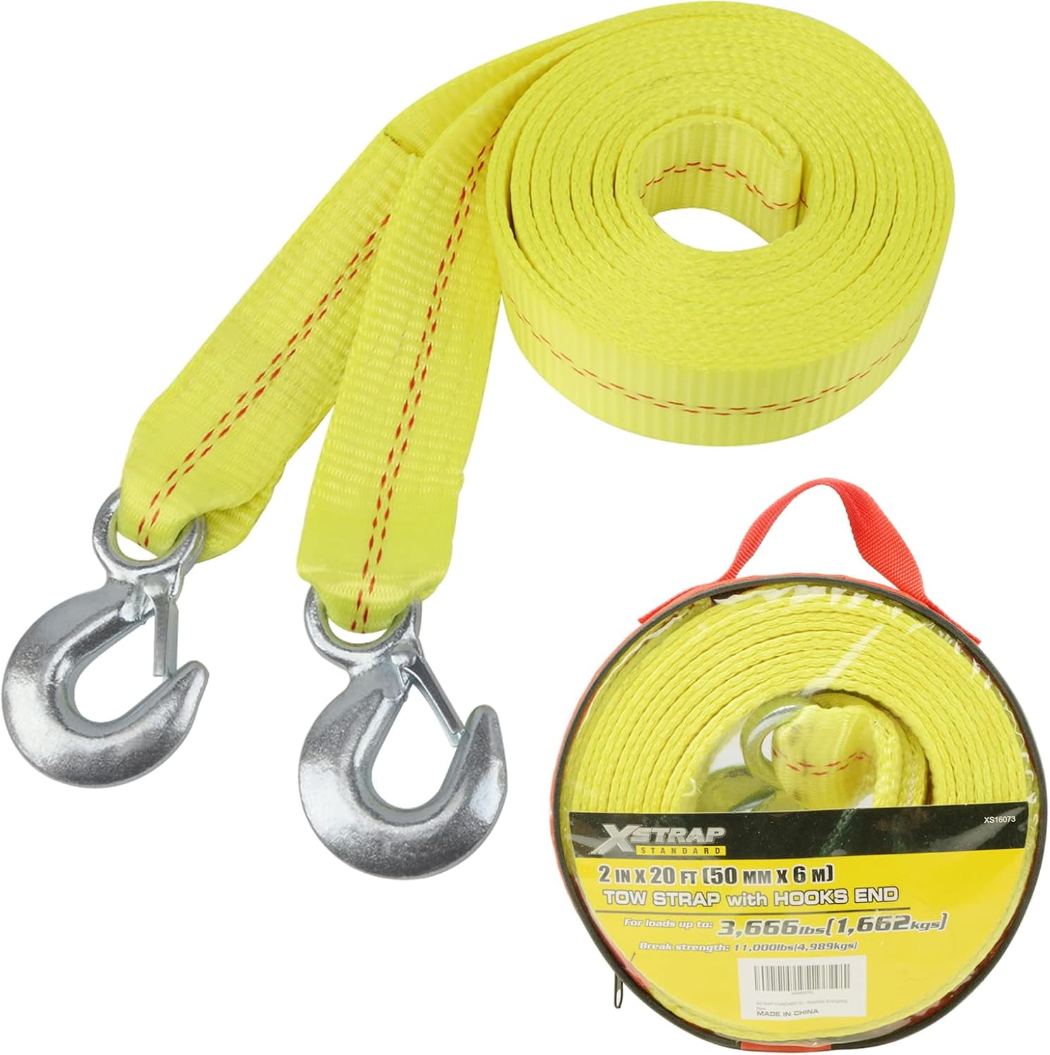 Tow Strap with Hooks 2in X20Ft Recovery Strap 11,000LB Break ...