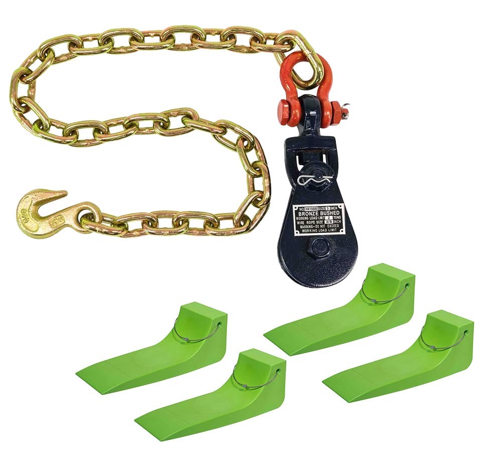 Tow Truck Kit - (1) 2 Ton 3" Snatch Block w/Chain & (1) Tire Skates for ...