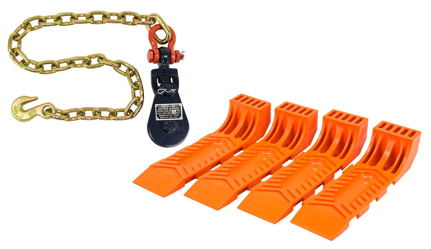 Tow Truck Kit - (1) 2 Ton 3" Snatch Block w/Chain & (4) Interlocking ...