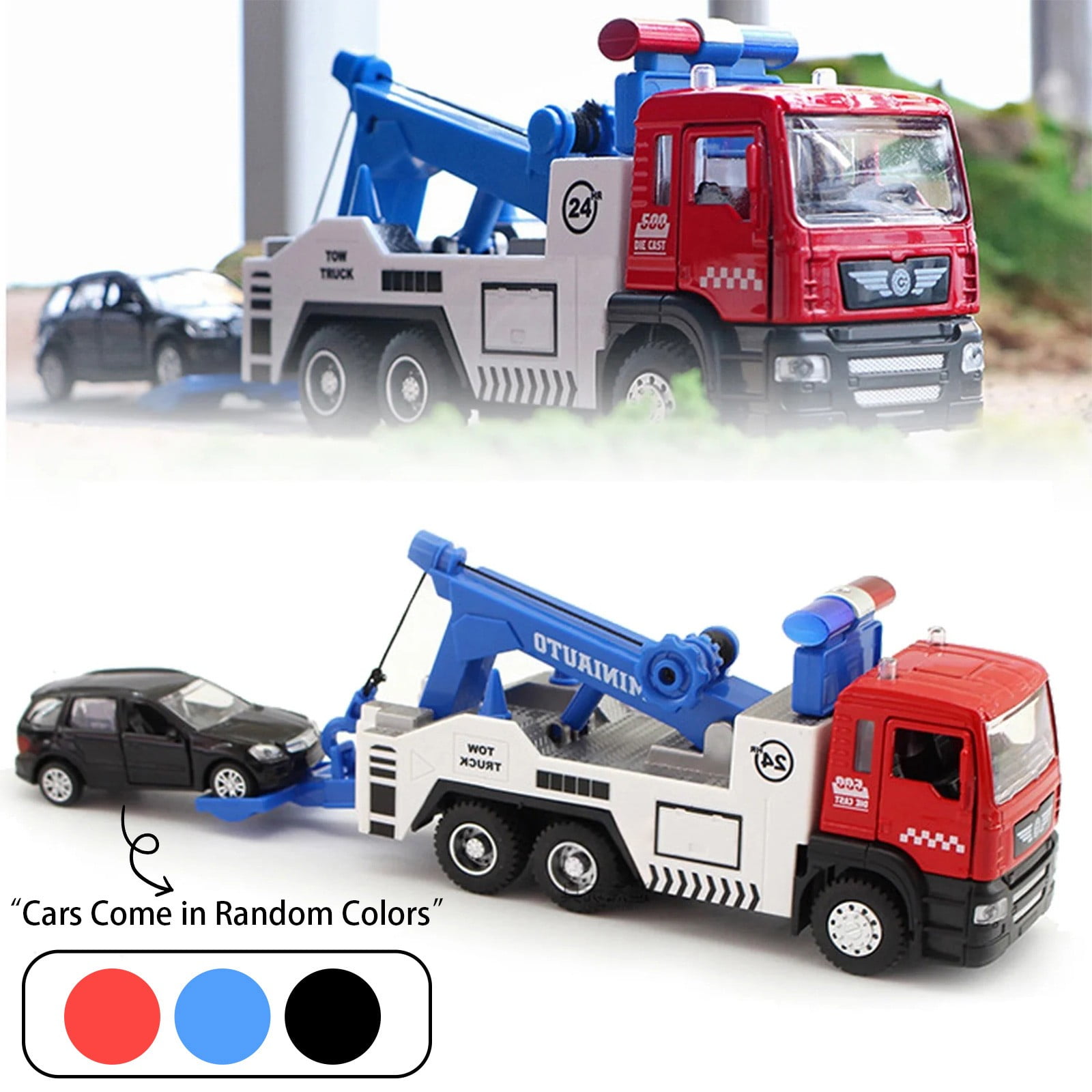 Tow Truck Toy Rescue Vehicle Die-Cast Alloy Car with Crane Hook Random ...