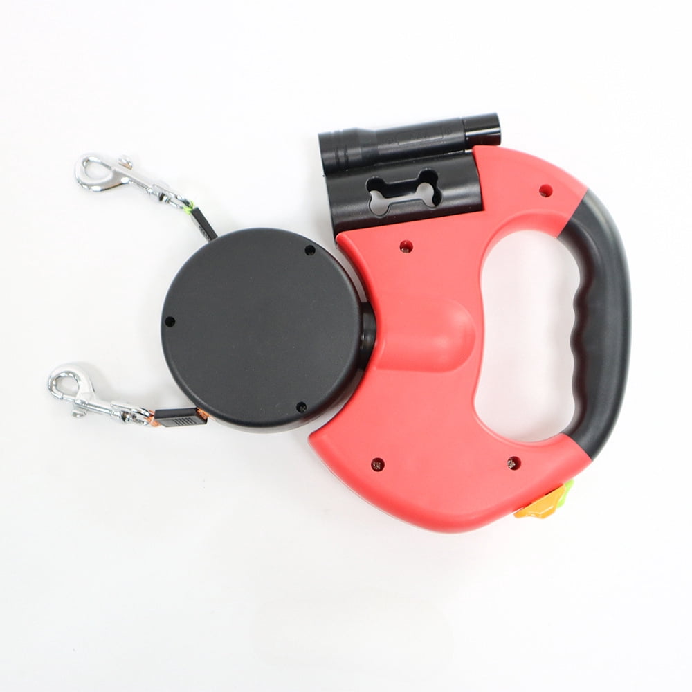 Tow two pet leash with flashlight can automatically rotate telescopic ...