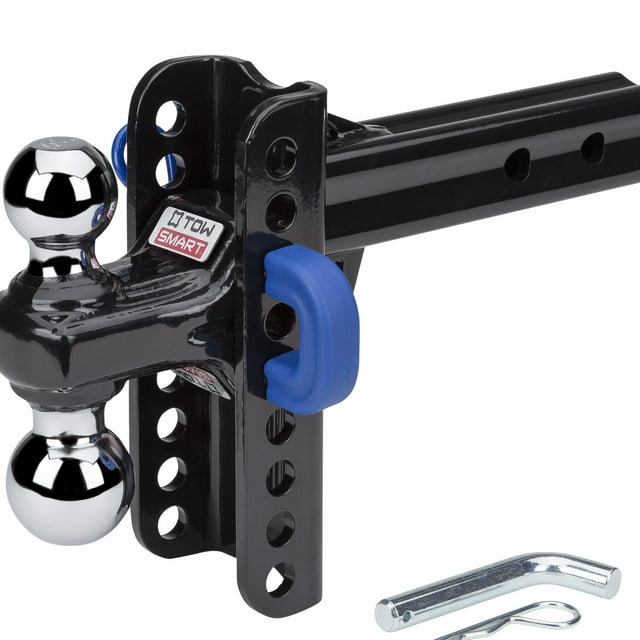TowSmart Steel Adjustable Trailer Hitch, Dual Ball, X-Mount, Class V, 5.5-inch Drop, 5.5-inch ...