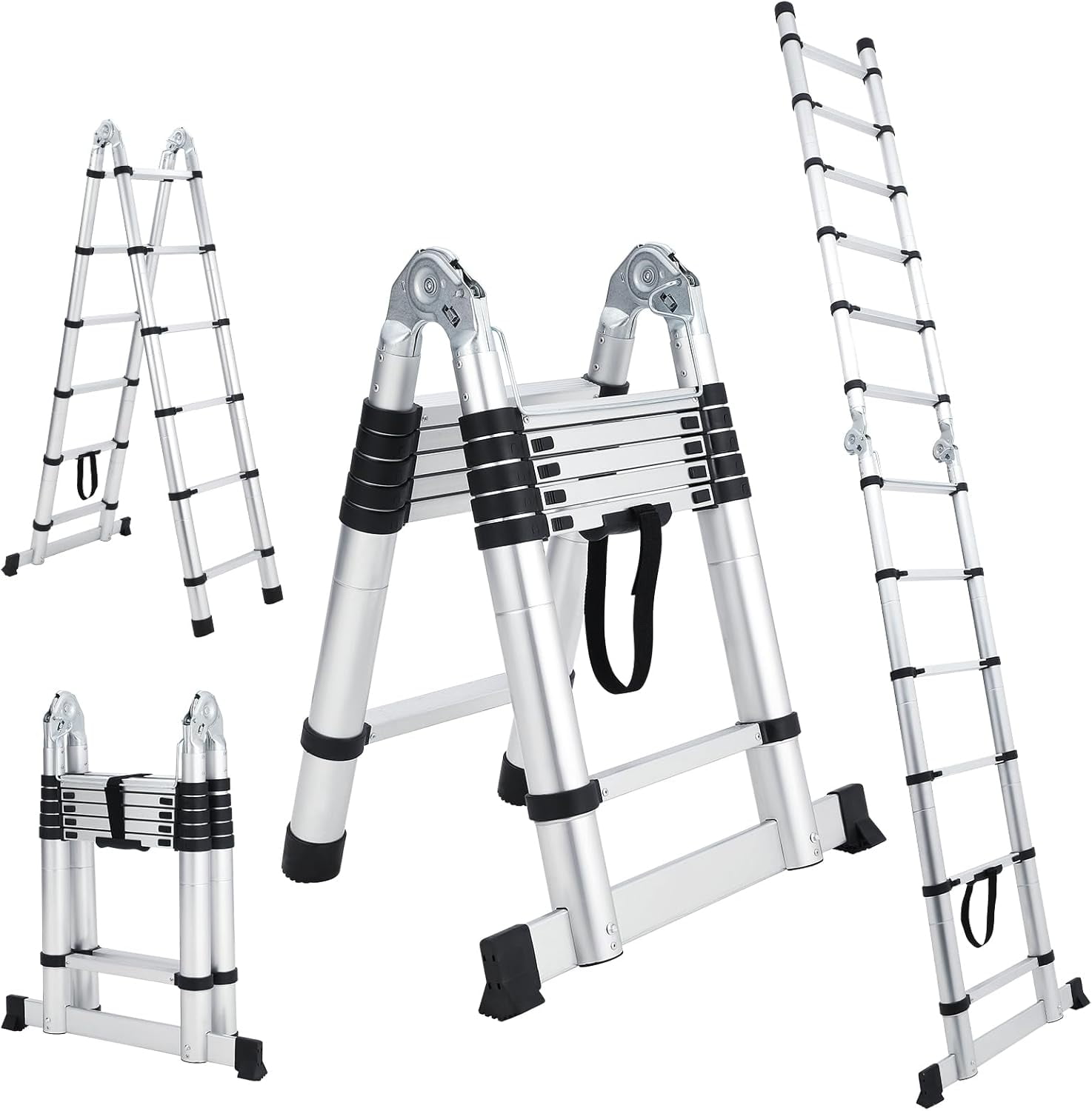 Towallmark 12.5 FT Telescopic Extension Ladder, Portable Aluminum A ...