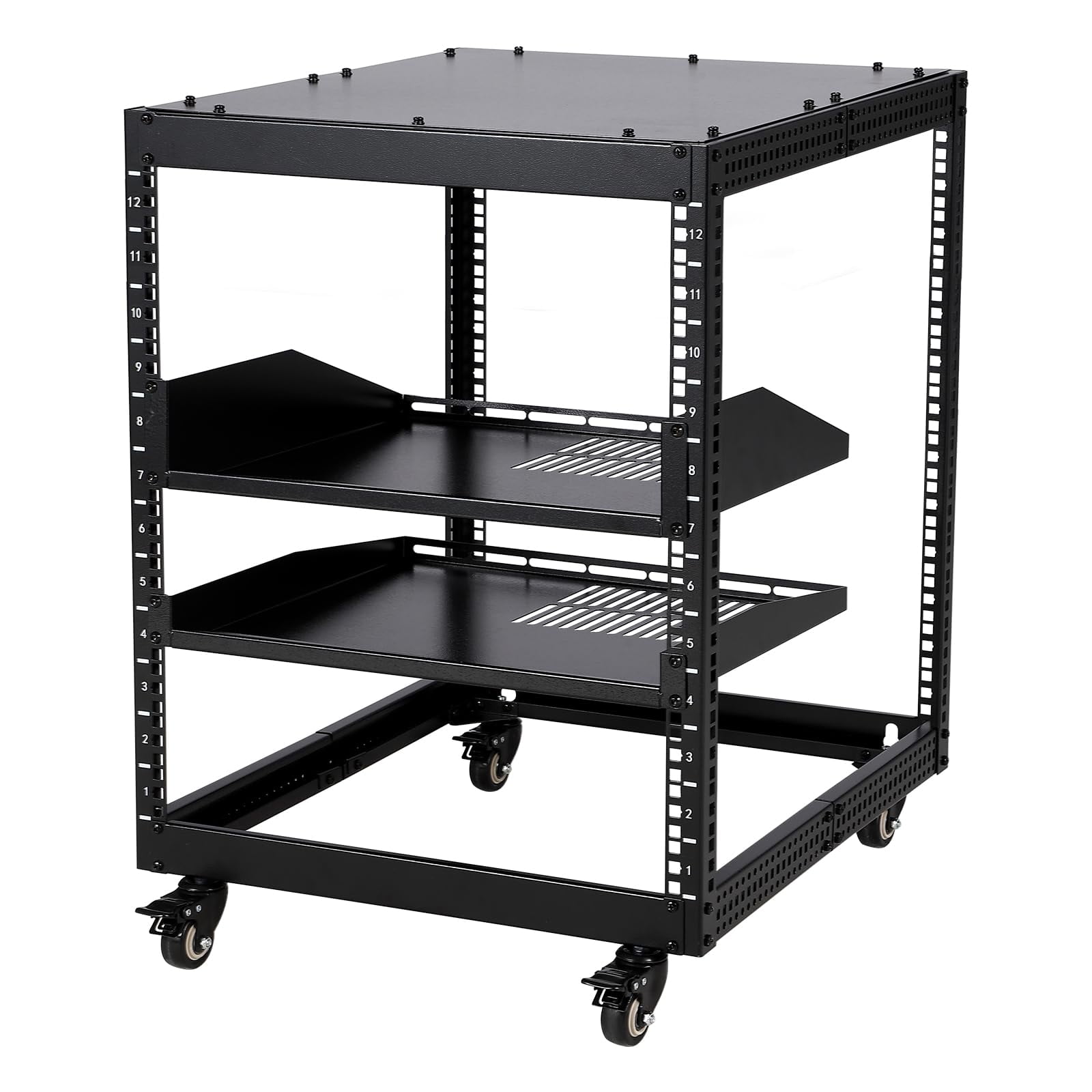 Towallmark 15U Open Frame Server Rack, 23''-40'' Adjustable Depth, Wall ...