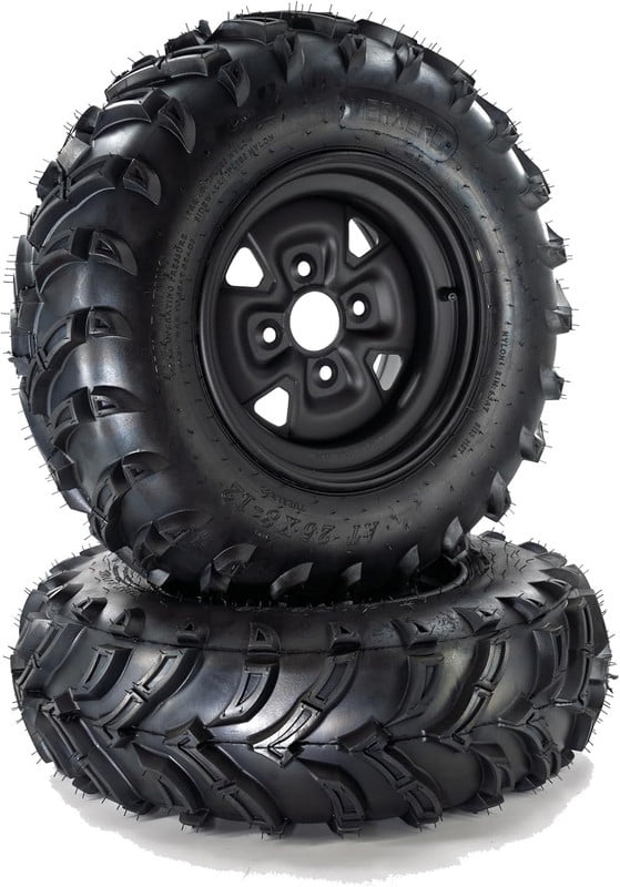Towallmark 2 Pack 25x8x12 ATV UTV Tires With Rims, 6PR 4 Lug Steel ...