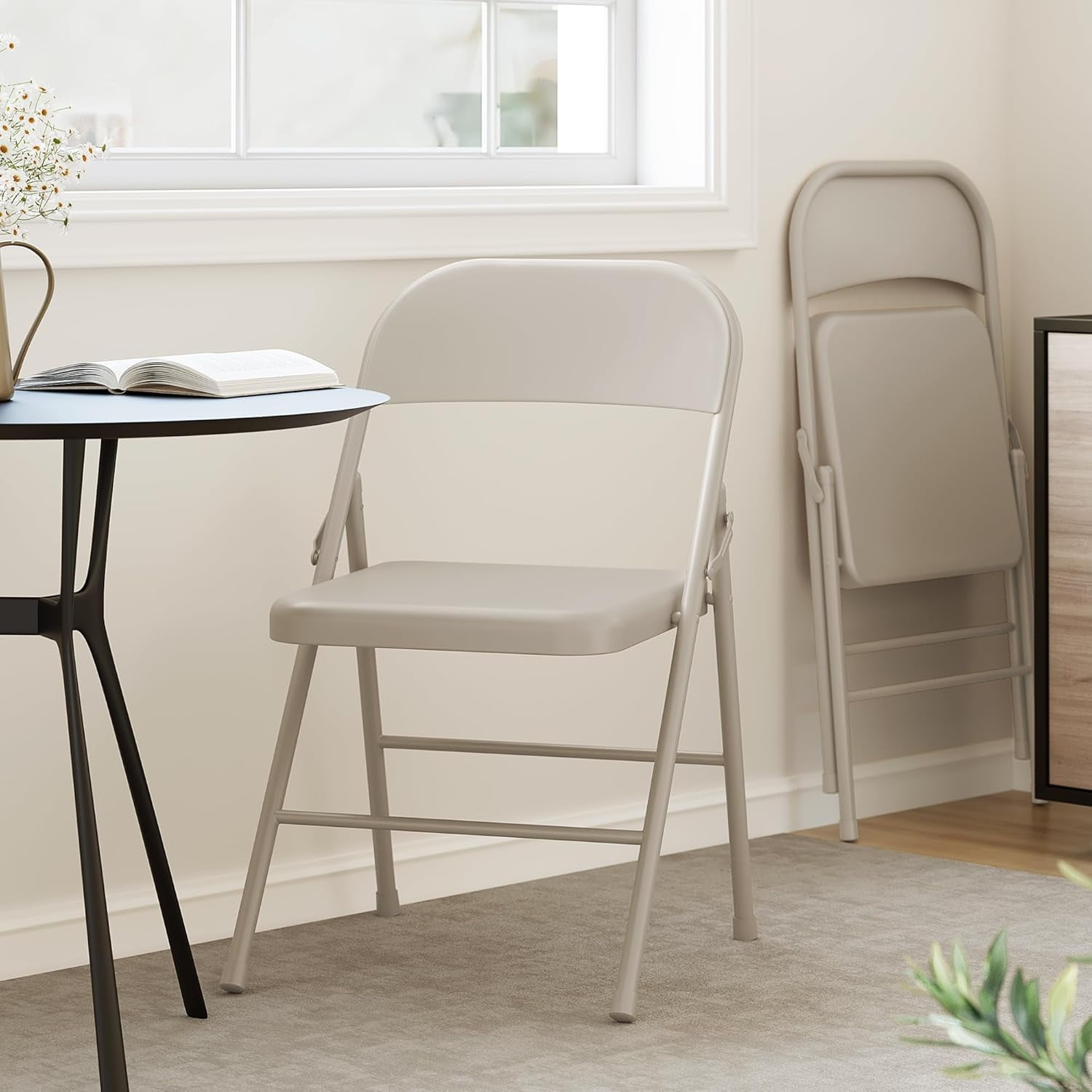 Towallmark 2 Pack All-Steel Folding Chairs with Backrest, Heavy Duty ...