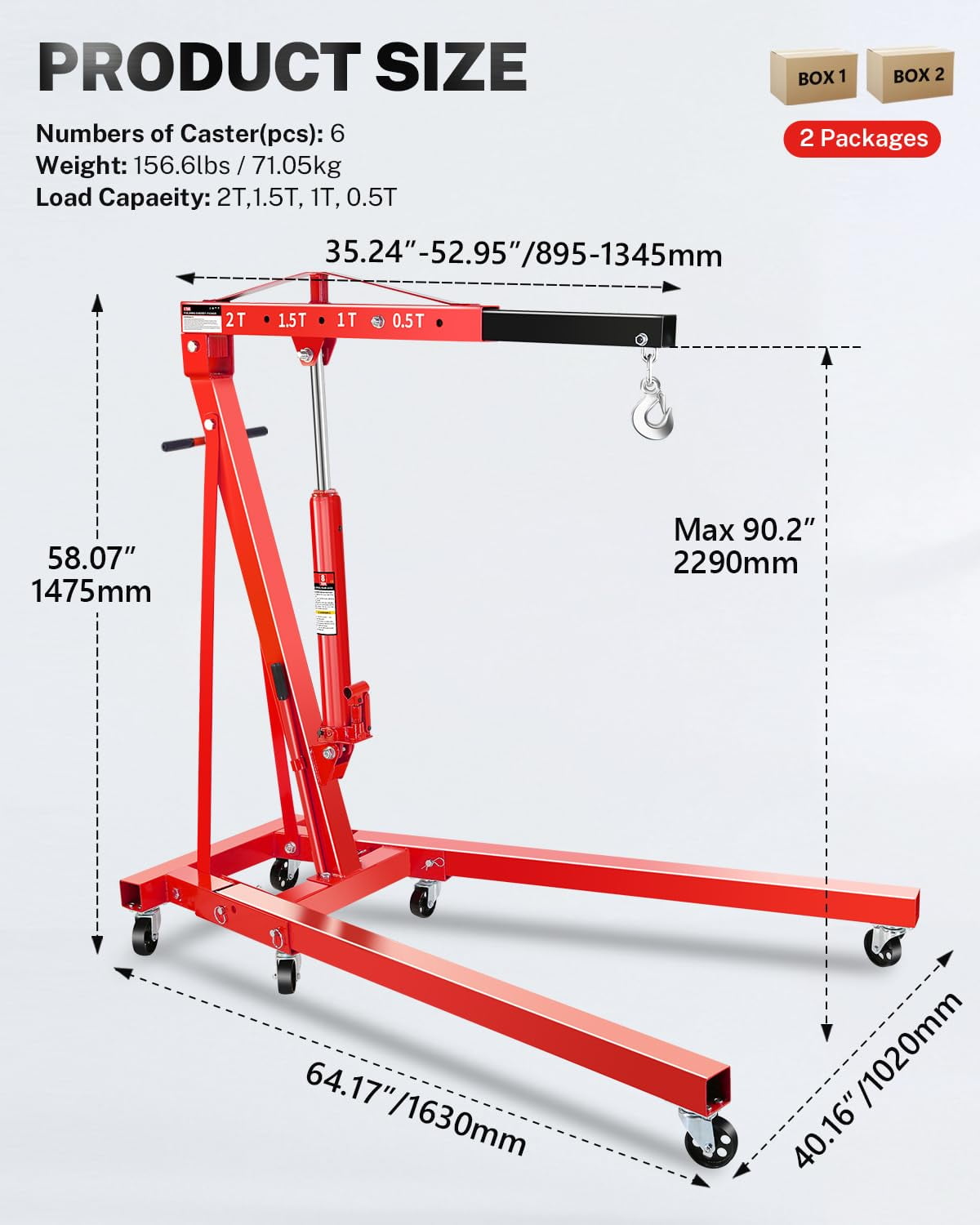Towallmark 2-Ton Folding Engine Hoist Cherry Picker, 4400 LBS Engine ...