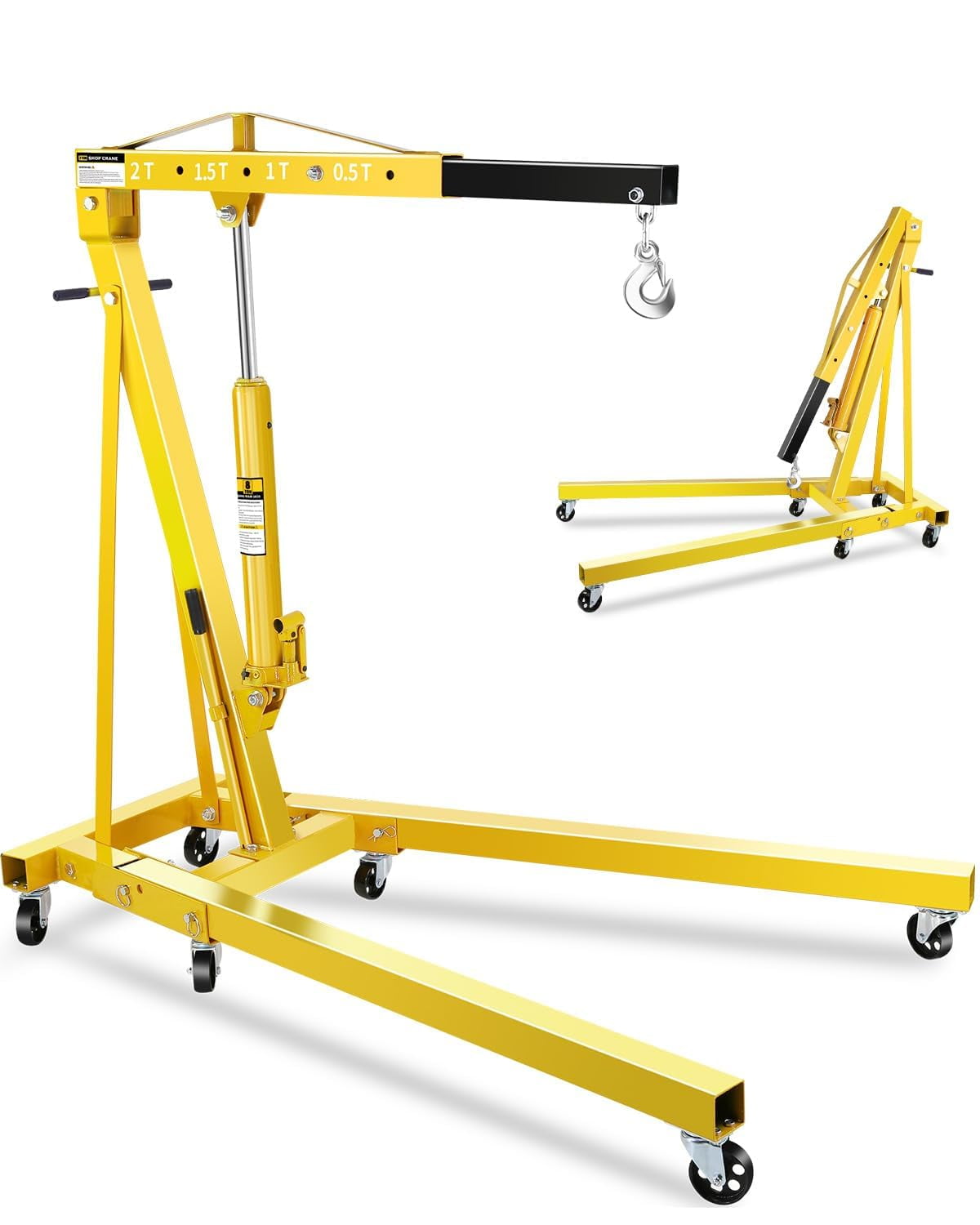 Towallmark 2-Ton Folding Engine Hoist Cherry Picker, 4400 LBS Engine ...