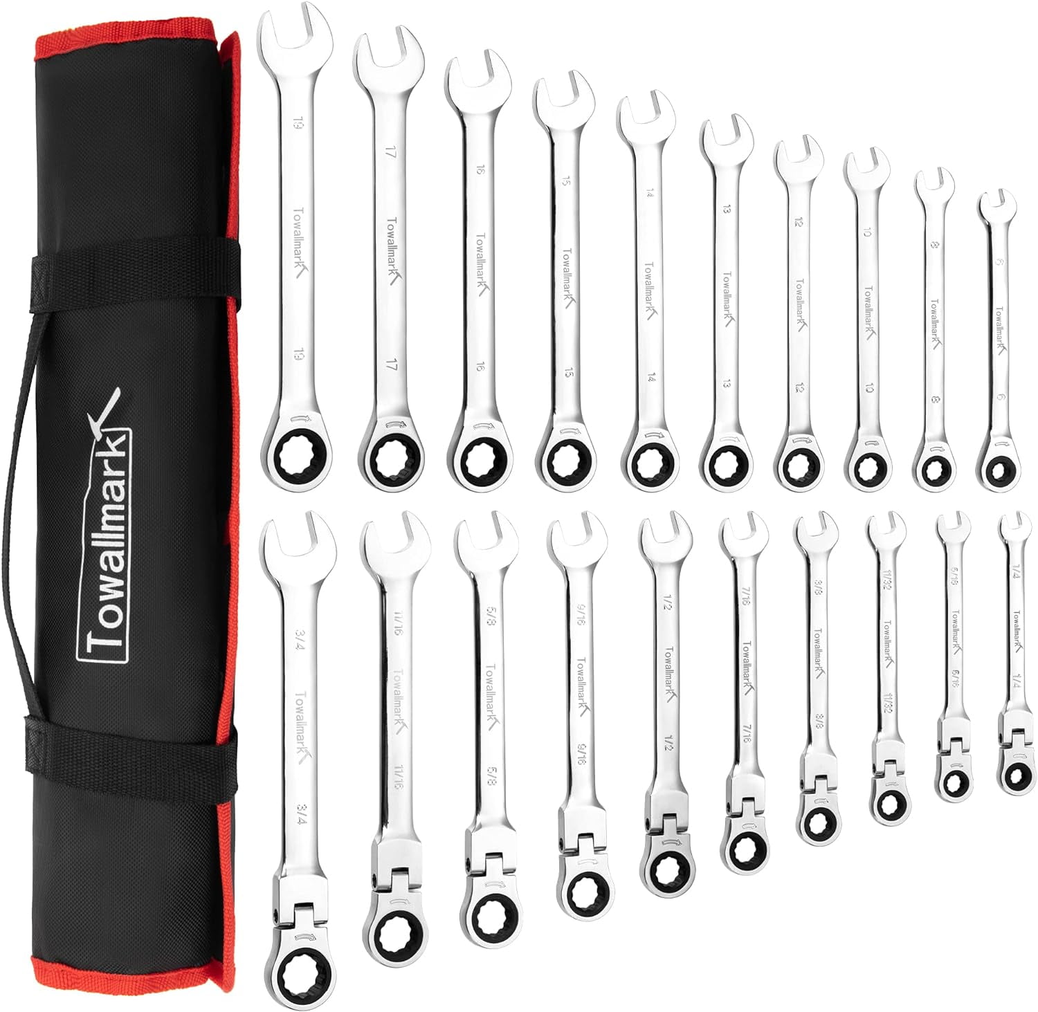 Towallmark 20-Piece Ratcheting Combination Wrench Set, Combo Ratchet ...