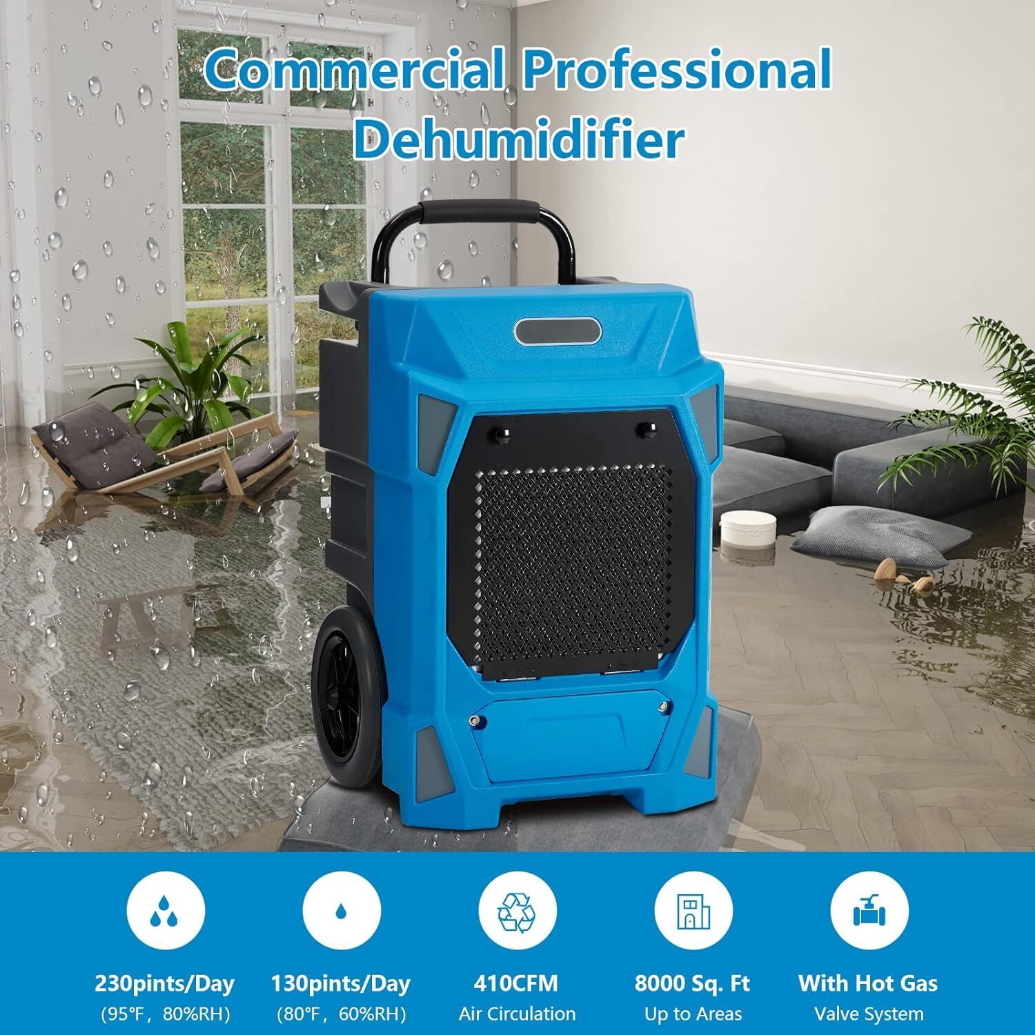 Towallmark 230 Pints Commercial Dehumidifie With Pump & 16.4Ft Drain ...