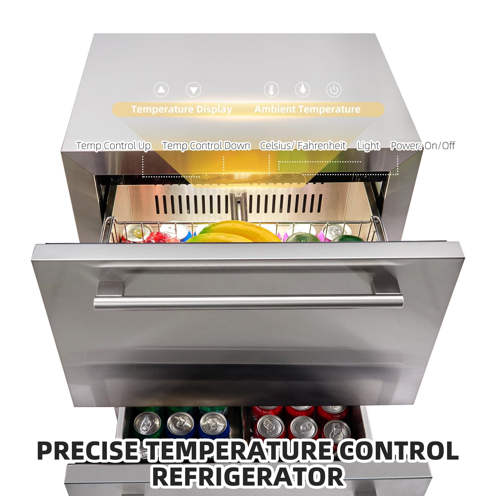 Towallmark 24” Undercounter Mini Refrigerator – Full Stainless Steel ...