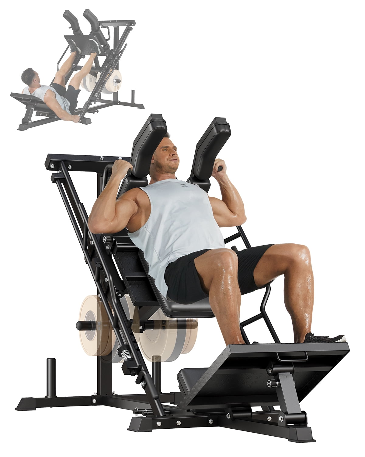 Towallmark 3-in-1 Leg Press Hack Squat & Calf Raise Machine with ...