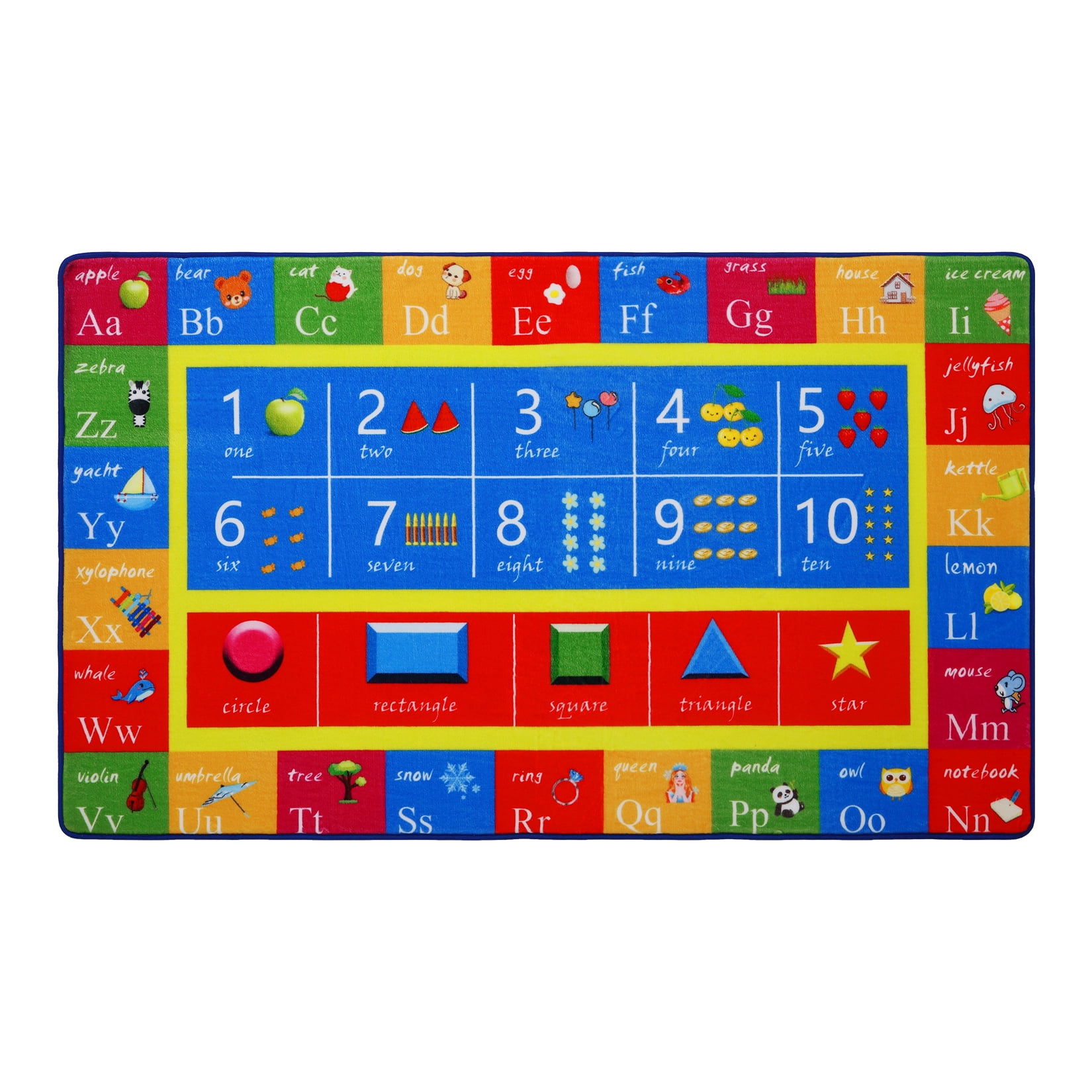 Towallmark 3' x 5' Kids Rug Play Mat Playtime Collection ABC Numbers ...