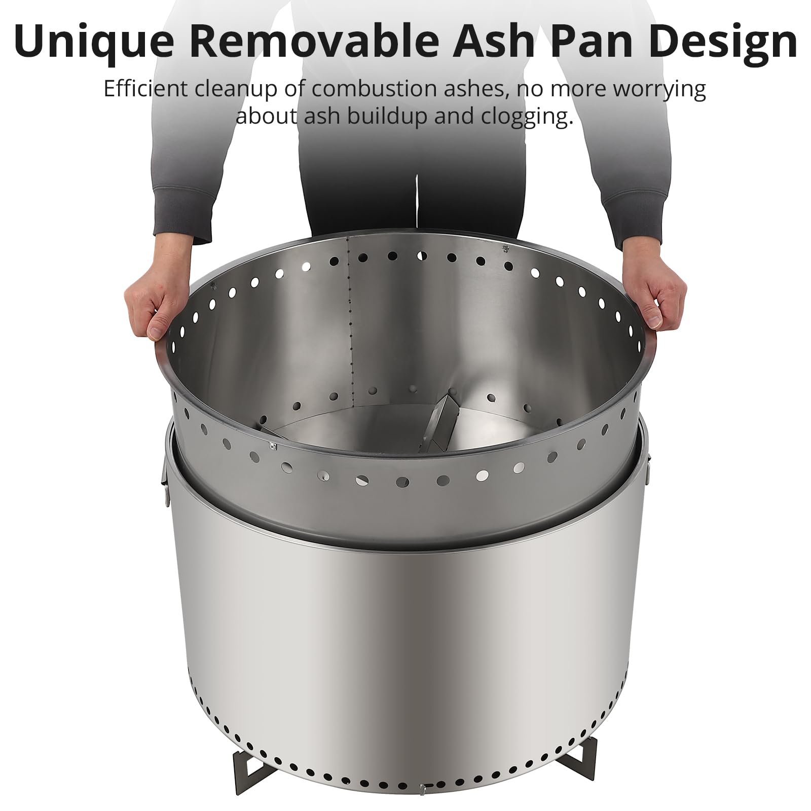 Towallmark 35.4 Inch Smokeless Stainless Steel Fire Pit, Wood Burning ...