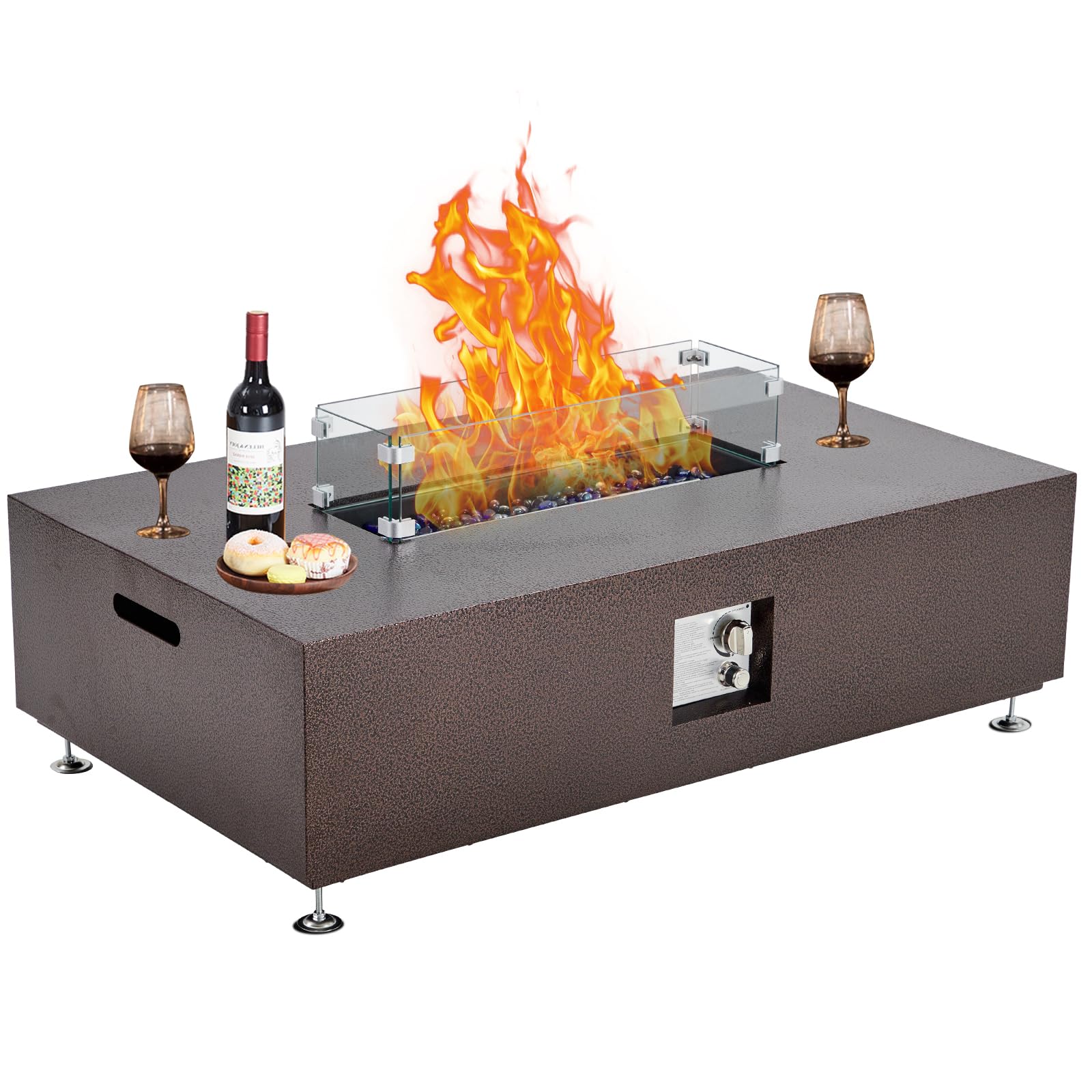 Towallmark 36" Propane Fire Pit Table，50000BTU Fire Table with Wind ...