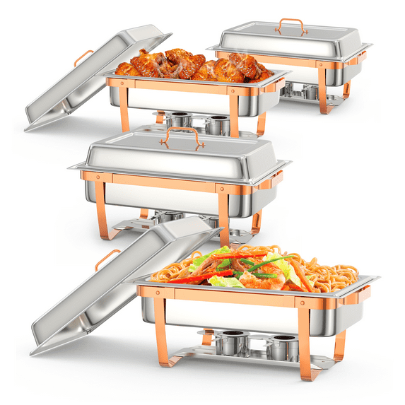 Towallmark 4 Pack Chafing Dish Buffet Set with Lid Holder, 8 QT ...