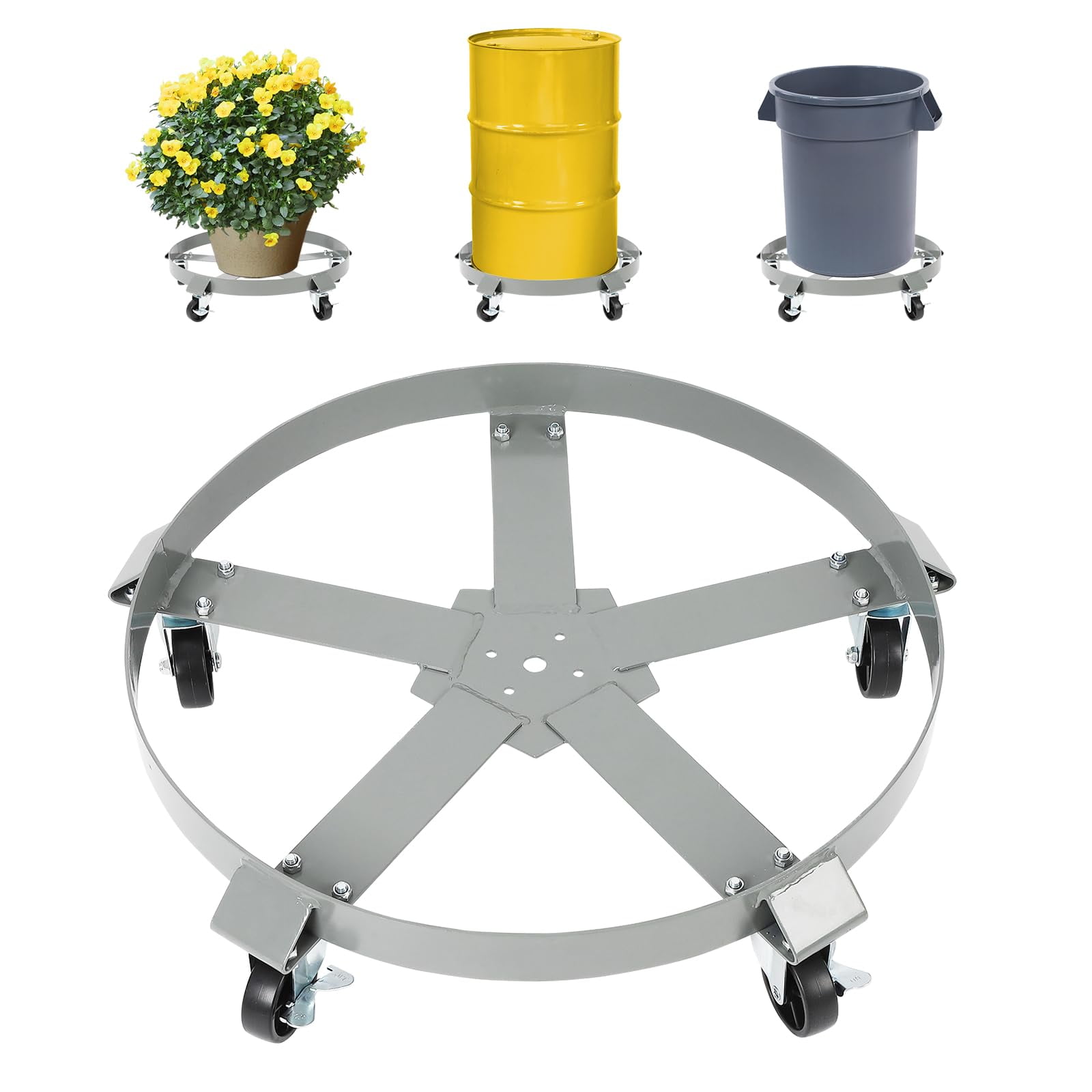 Towallmark 55-Gallon Drum and Garbage Can Dolly,Heavy-Duty Metal Dolly ...