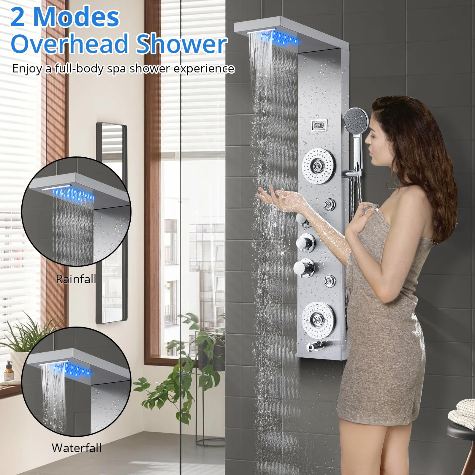 Towallmark 6-in-1 Shower Panel System – Includes Handheld Shower Head ...
