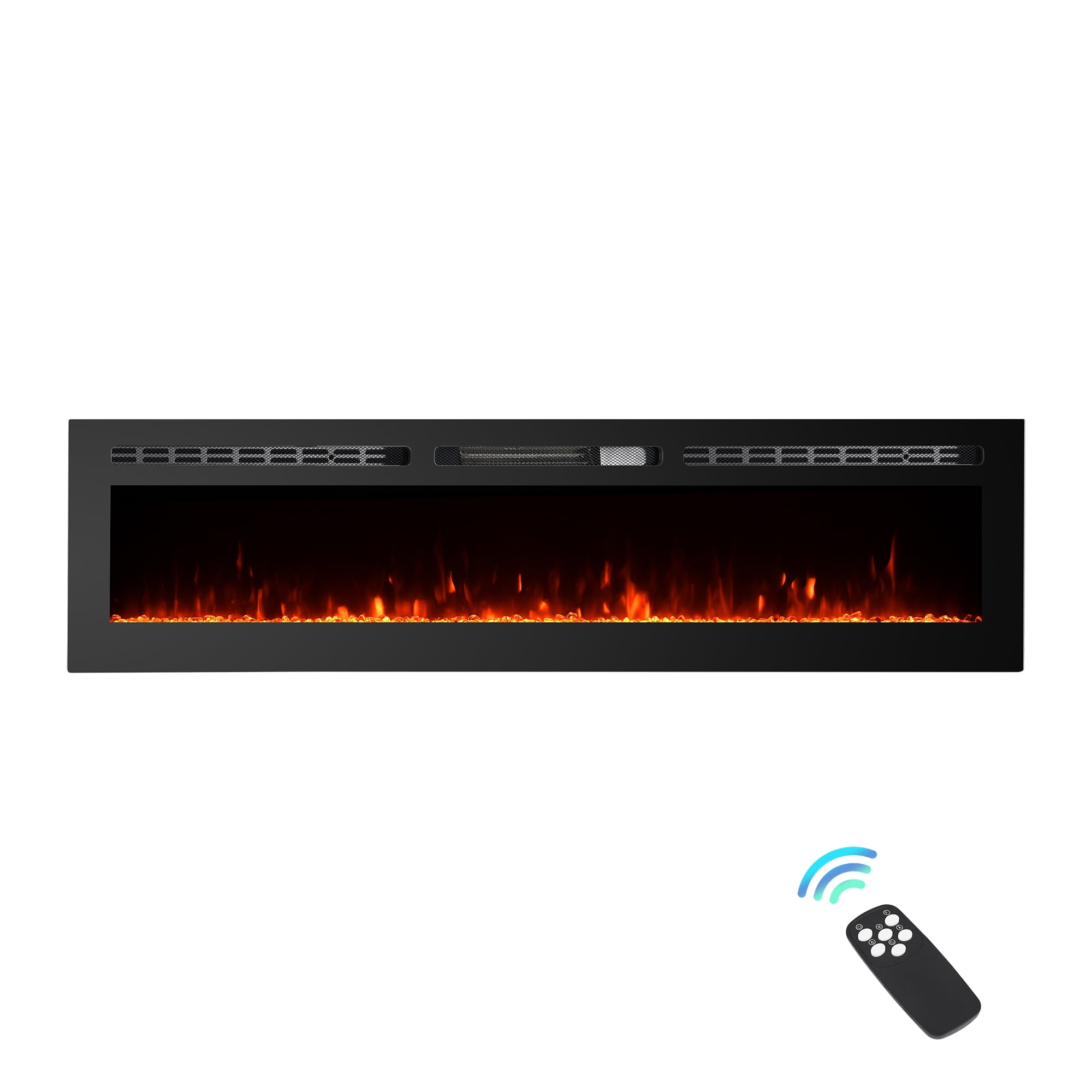 Towallmark 60 Inch Built-in Electric Fireplace Wall-Mounted Heater with ...