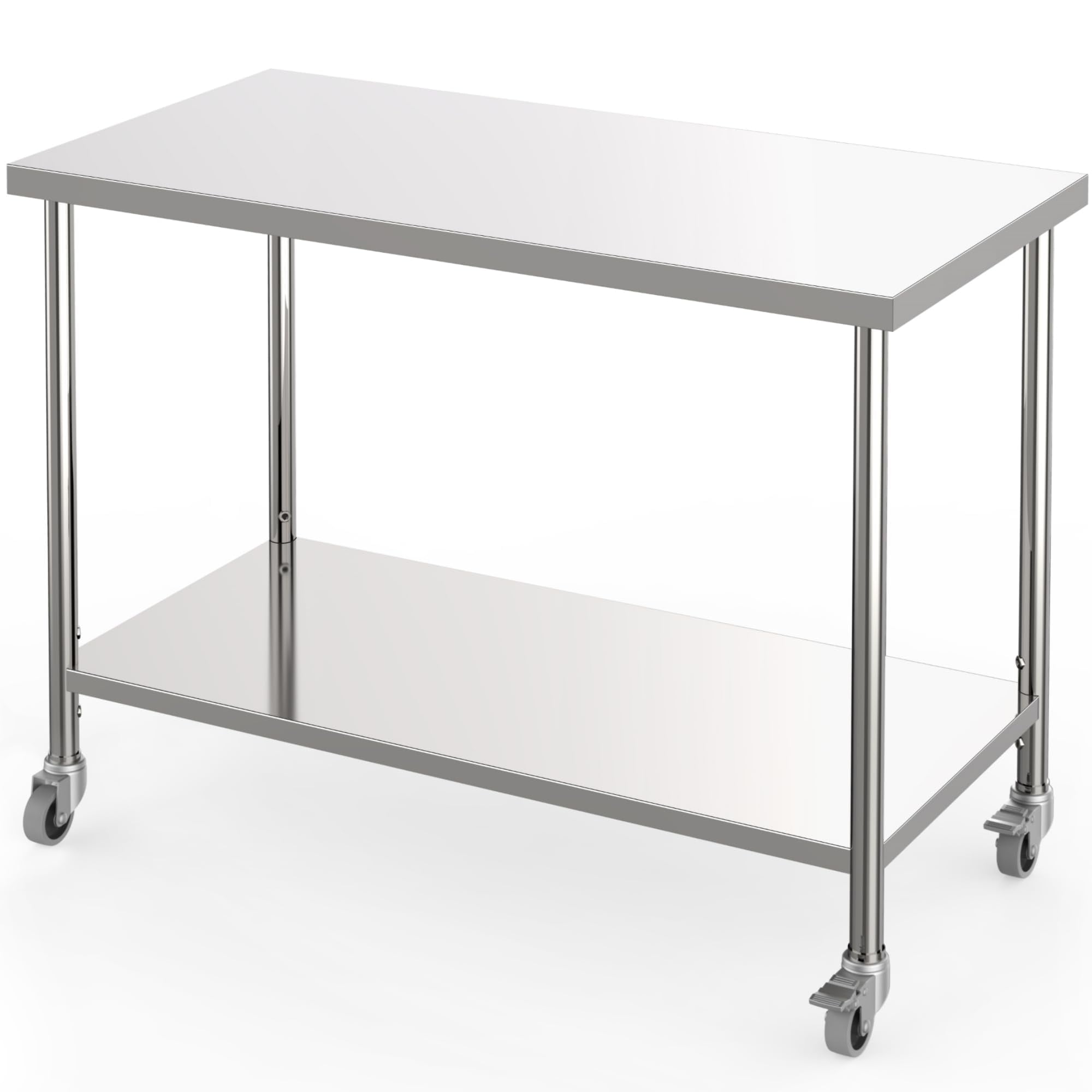 Towallmark 60" x 24" Stainless Steel Utility Table, Heavy-Duty Rolling ...