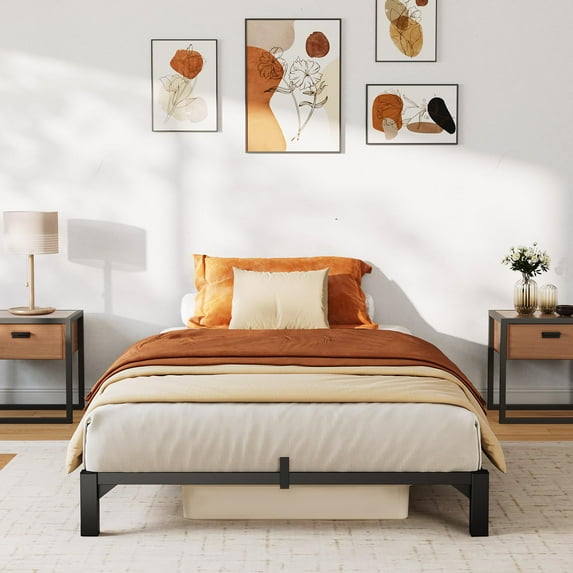 Towallmark 8" Twin Metal Bed Frame with Tool-Less Assembly, Reinforced ...