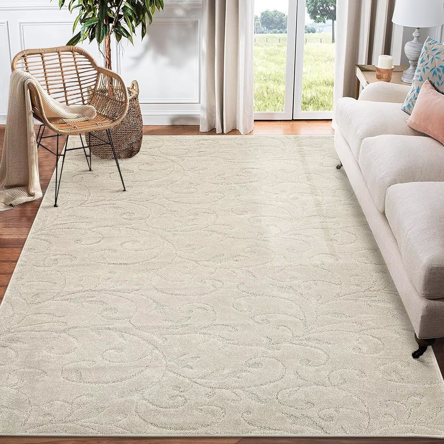 Towallmark 8' x 10' Modern Solid Area Rug High-Low Pile Floral Pattern ...