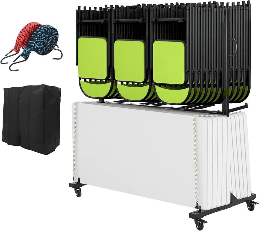 Towallmark 84 Chair, Folding Chair Rack with Cover, Heavy Duty Metal ...