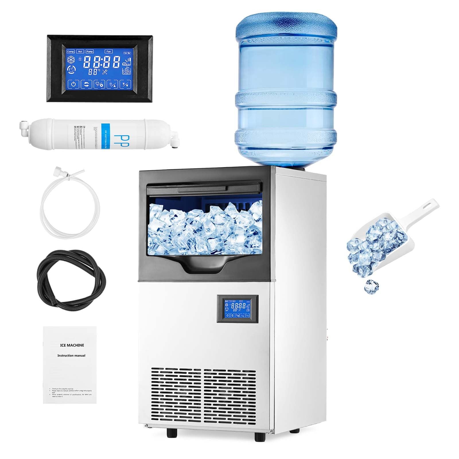 Towallmark Commercial Ice Maker Machine, 121Lbs/24H 25Lbs Bin ...