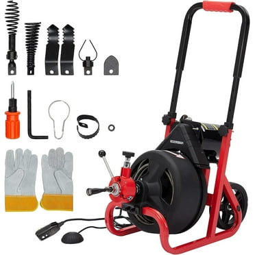 Drain Cleaner Machine, 50FT Long 1/2" (4) Electric Drain Auger, Sewer ...