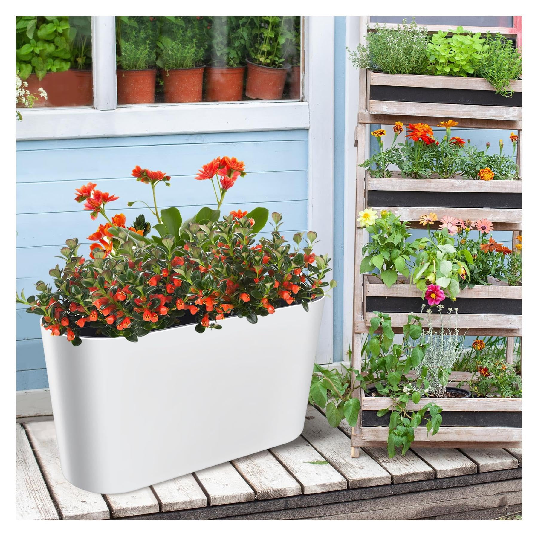 Towallmark Flower Pots,141.5L Tall Oval Outdoor Planter,Flower Pots for ...
