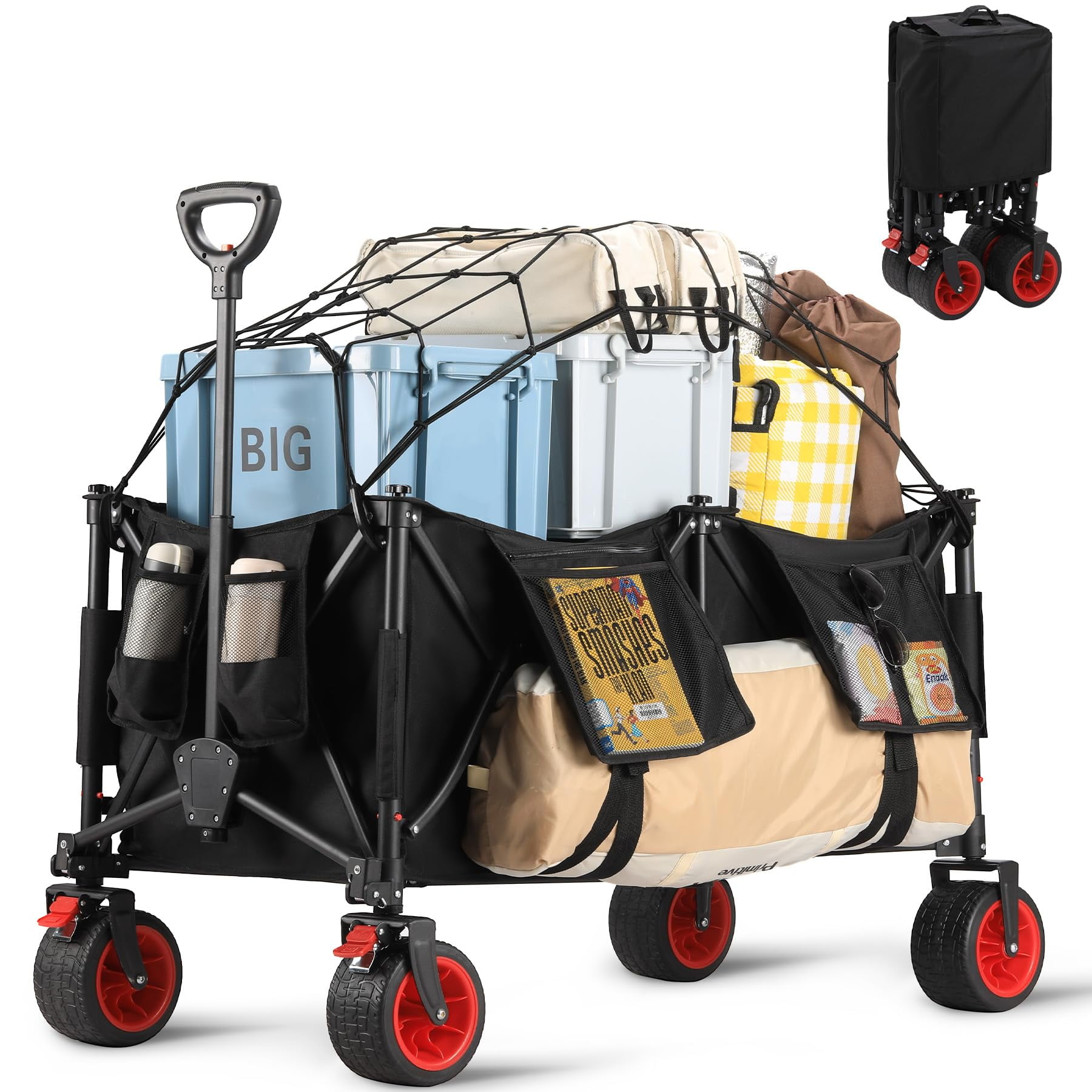 Towallmark Garden Carts & Wagons,260L Large Collapsible Folding Wagon ...