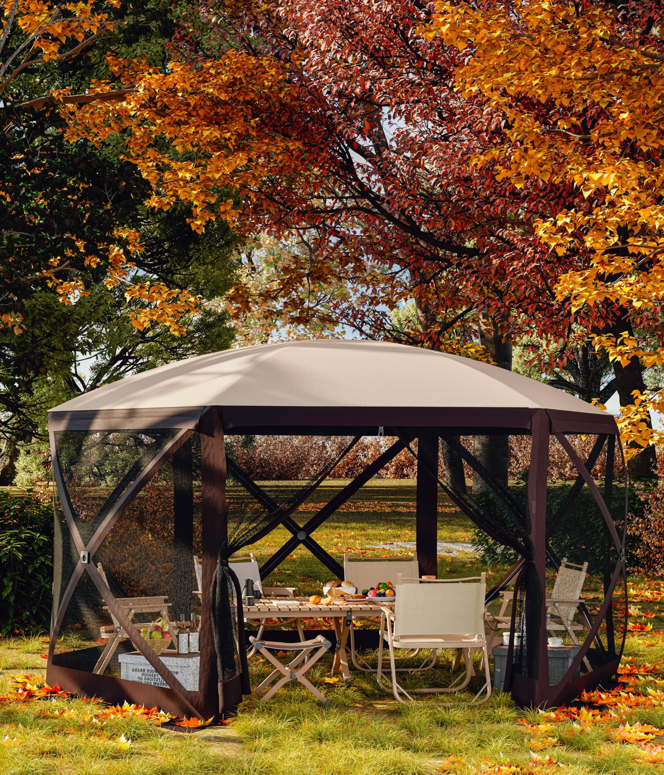 Towallmark Gazebos for Gardens,Pop-Up Screen Tent Gazebo, 12 x 12 Ft ...
