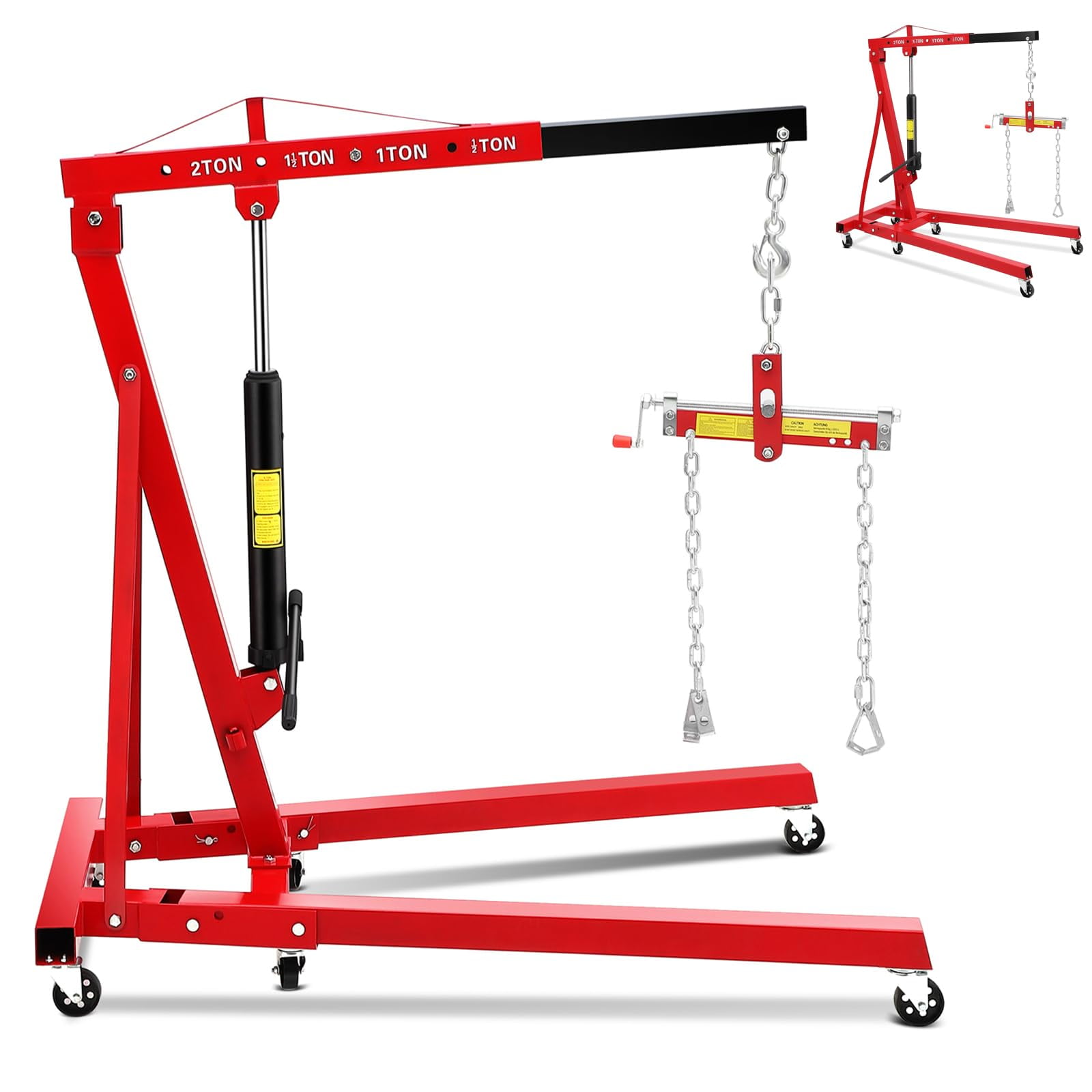 Towallmark Heavy Duty Engine Hoist, 2 Ton Hydraulic Shop Crane – 4400 ...