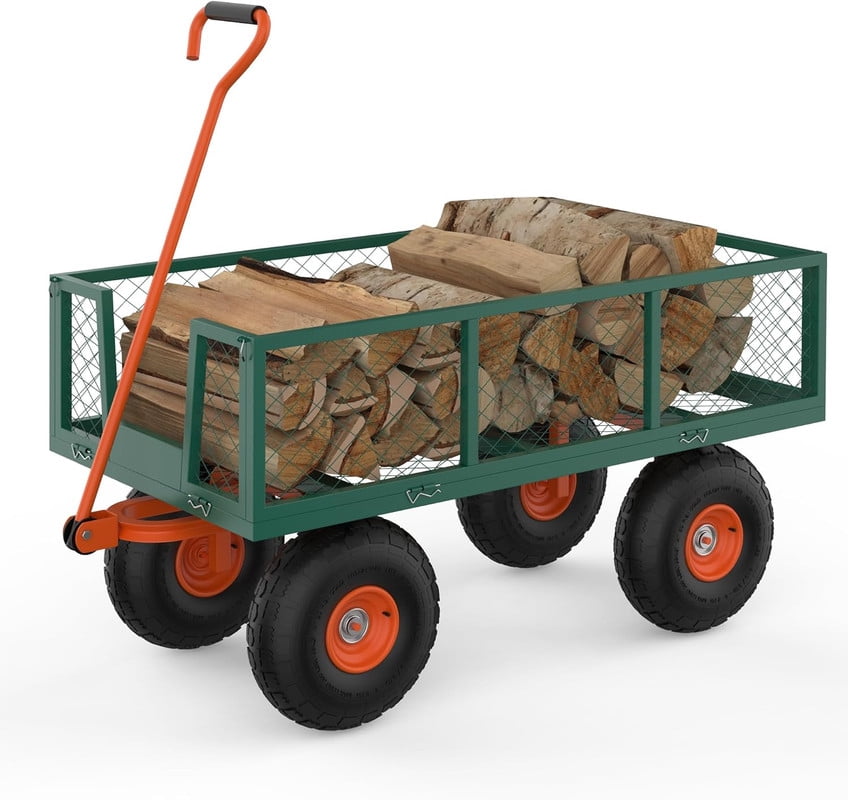 Towallmark Heavy Duty Garden Cart, 900 LBS Capacity Steel Utility Wagon ...