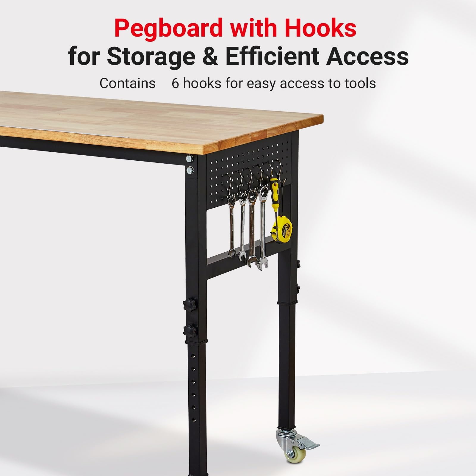 Towallmark Heavy Duty Workbench with Power Outlet, Scales, Pegboard & 6 ...