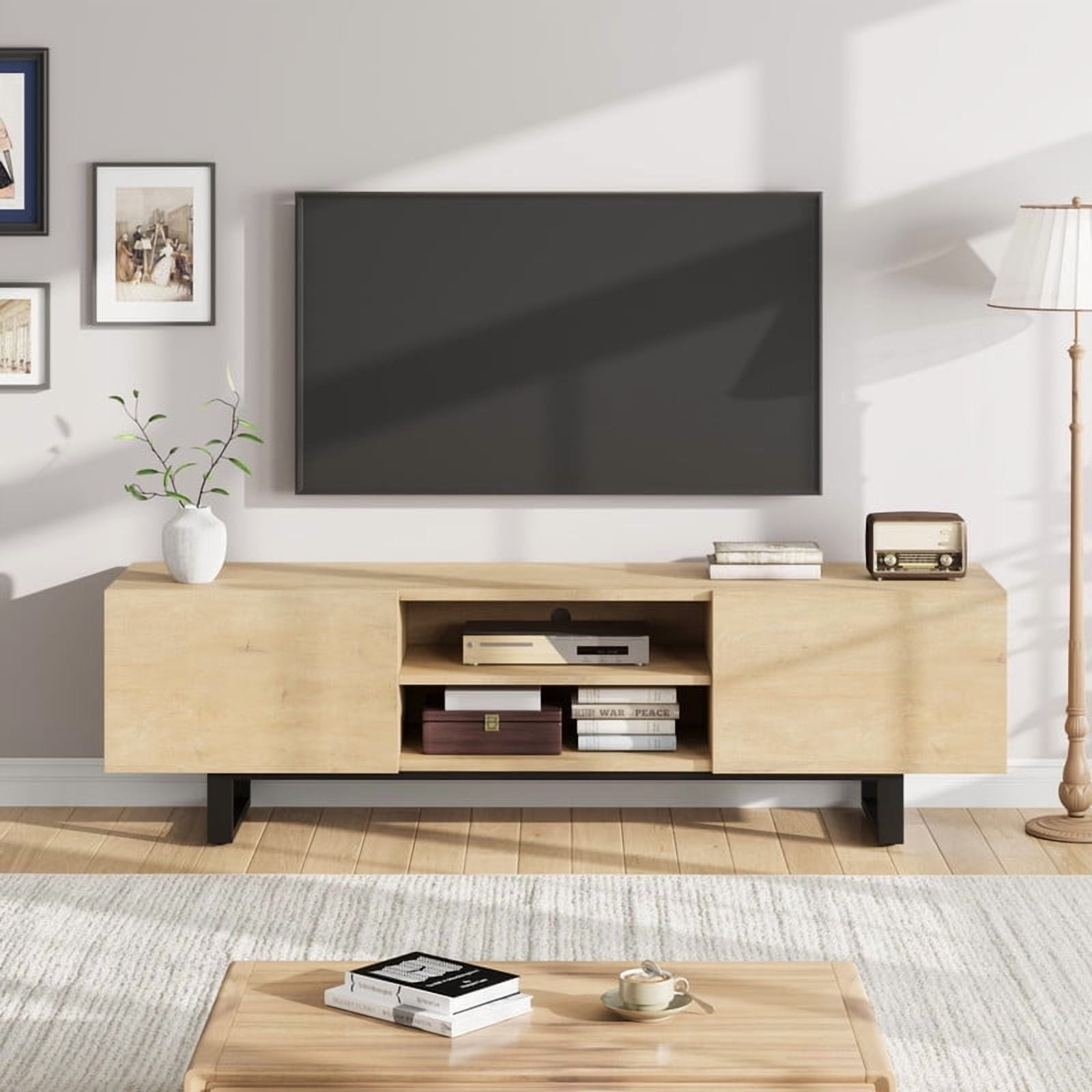 Towallmark Industrial TV Stand for 80 Inch, Modern Entertainment Center ...