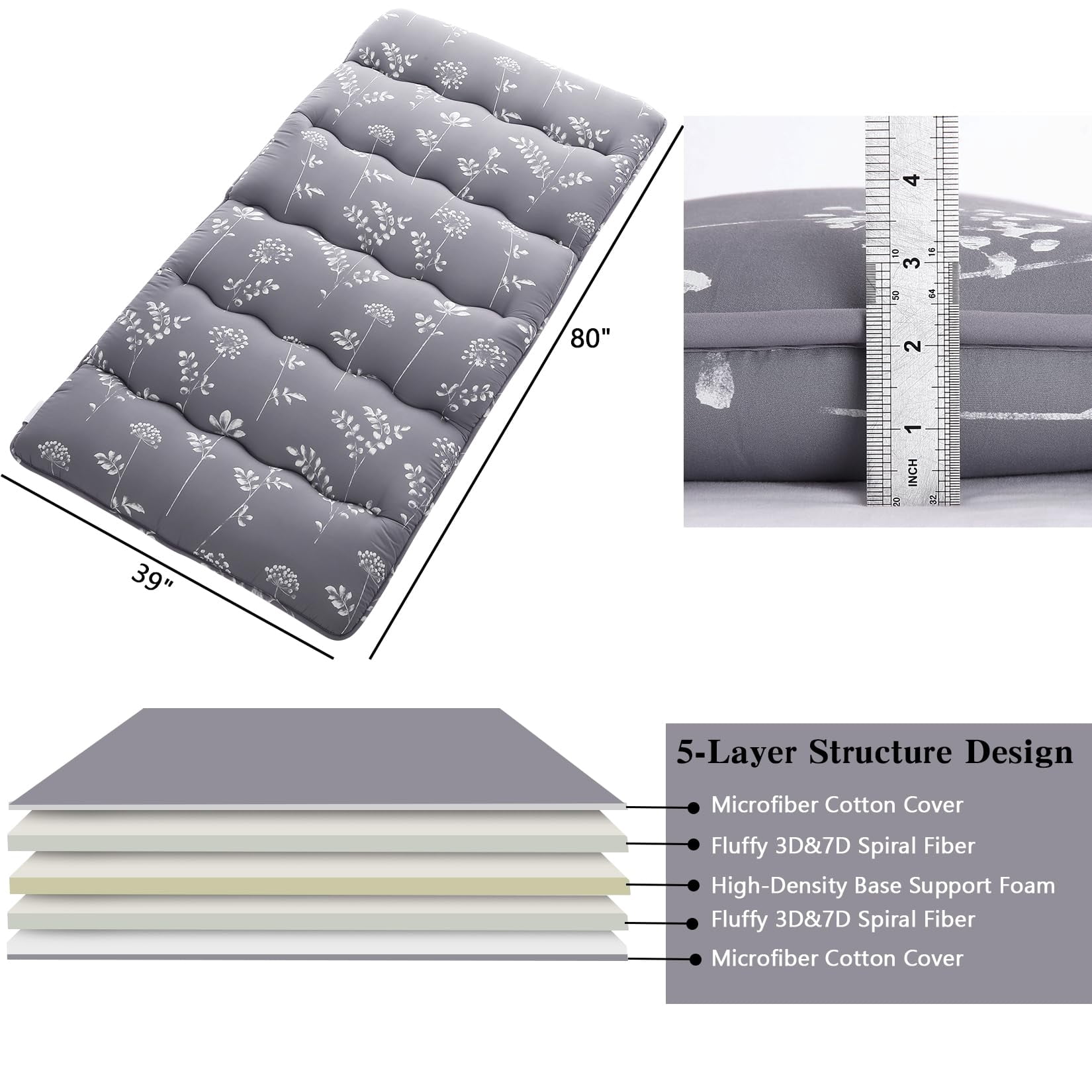 Towallmark Japanese Futon Mattress, Full Size Futon Floor Mattress ...
