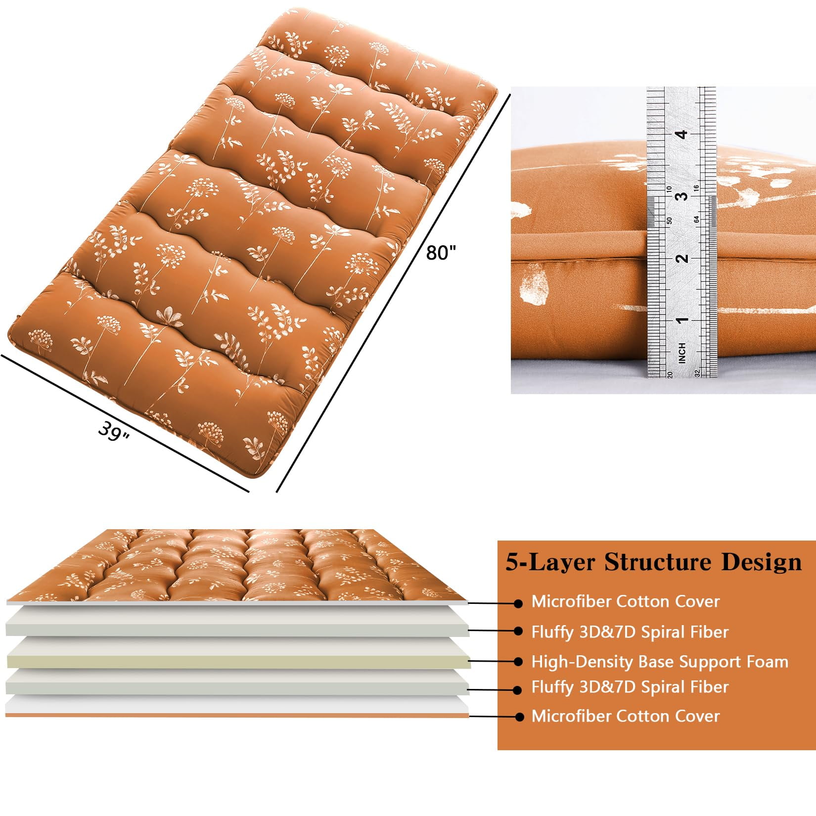 Towallmark Japanese Futon Mattress, Twin Size Futon Floor Mattress ...