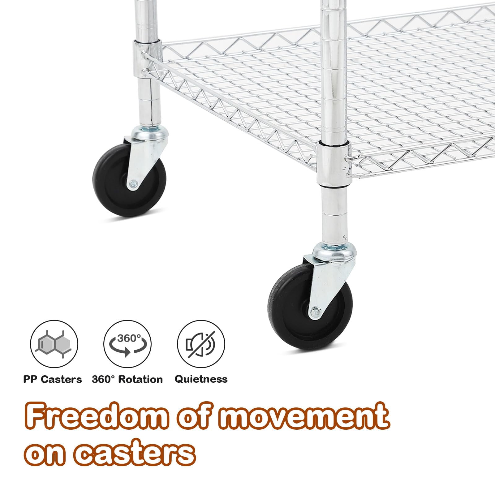Towallmark Kitchen Utility Cart – Stainless Steel Wire Rolling Cart ...