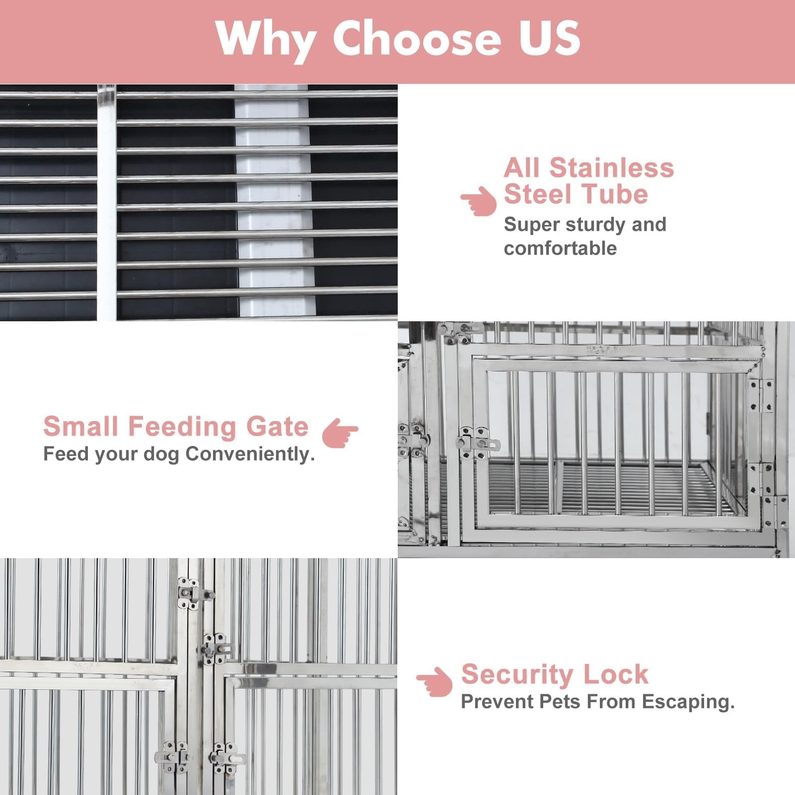 Towallmark Large Dog Cage on Wheels with Lock and Removable Tray ...