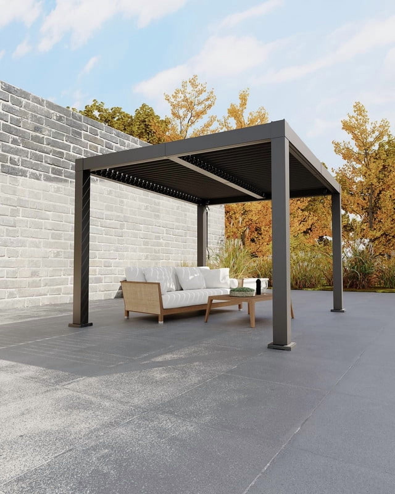 Towallmark Louvered Pergola, 10X12 FT Adjustable Aluminum Hardtop ...