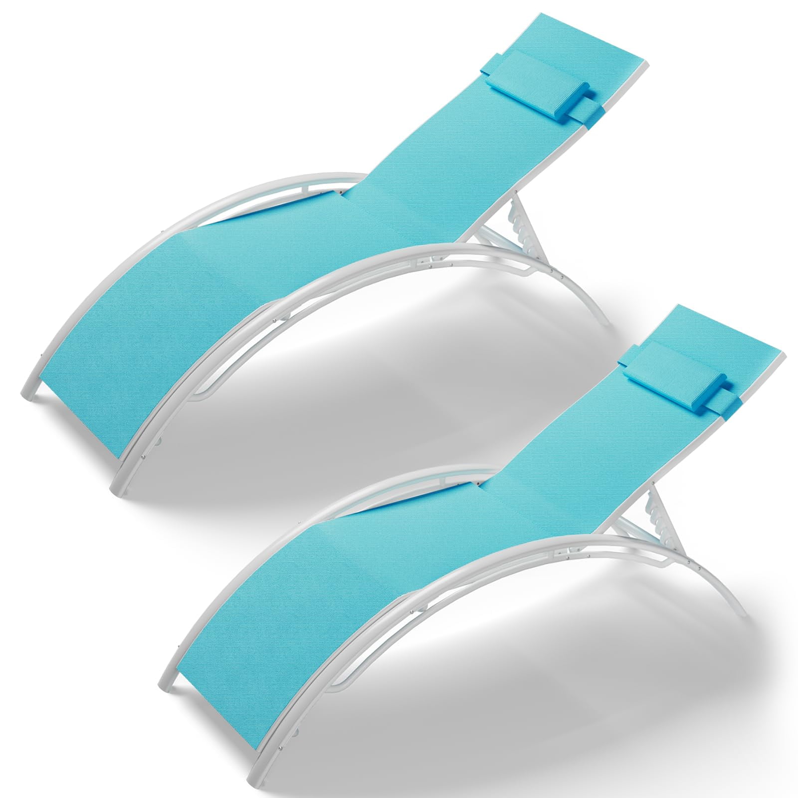 Towallmark Outdoor Lounge Chairs,Set of 2, Adjustable Aluminum Patio ...