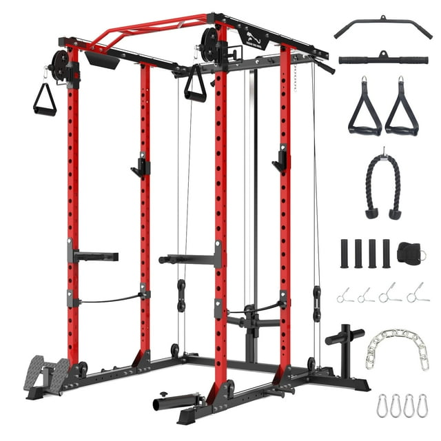Towallmark Power Cages, Power Rack with LAT Pulldown, Squat Rack with ...