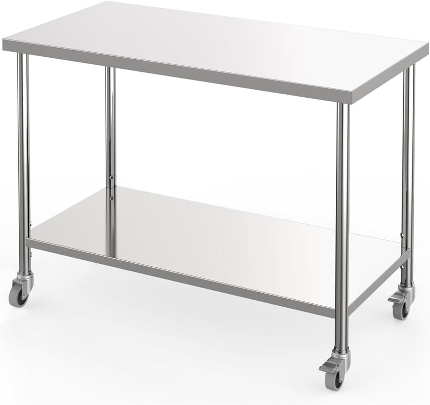 Towallmark Stainless Steel Prep Table, 48 x 24 Inch Commercial Work ...