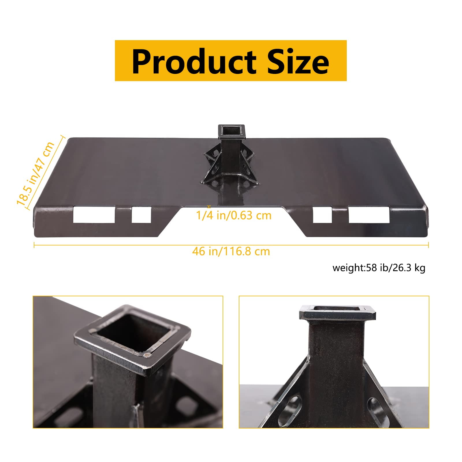 Towallmark Universal Skid Steer Attachment Plate, 1/4" Thick Trailer ...