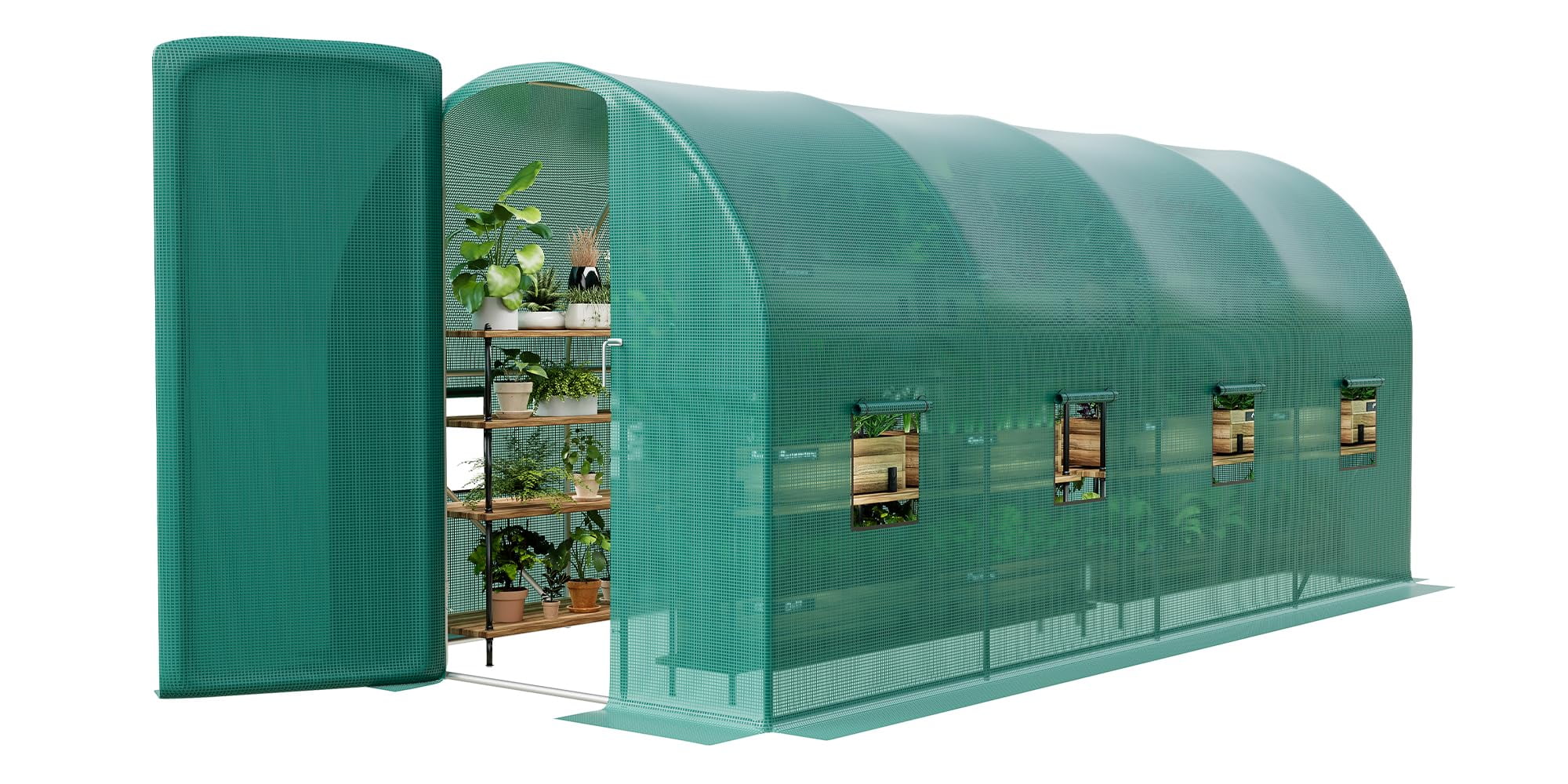 Towallmark Walk-in Greenhouse Tunnel 15x6.5x6.5ft,Galvanized Steel ...